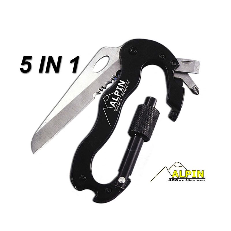 Σουγιάς Carabiner με 5 Εργαλεια της Alpin Outdoor - ΚΑΤΑΔΡΟΜΕΑΣ CLUB