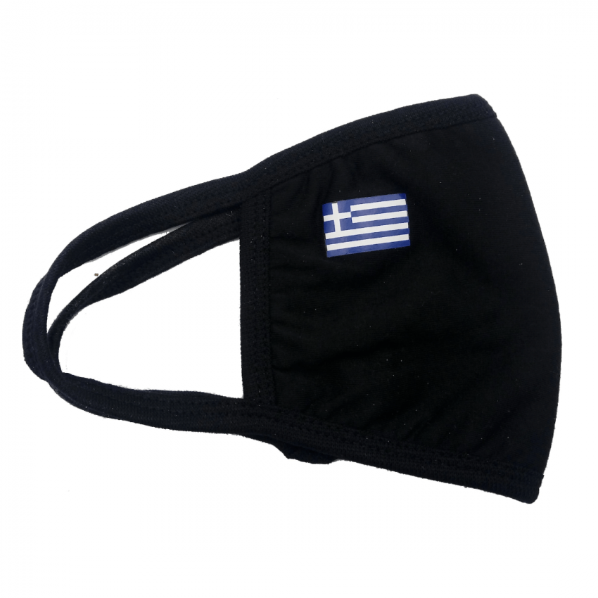 Μάσκα Προστασίας Υφασμάτινη Μαύρη Πολλών Χρήσεων με Ελληνική Σημαία ...
